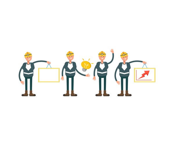 Mining Characters Set - Diverse Workers – Royalty-Free Vector | VectorStock