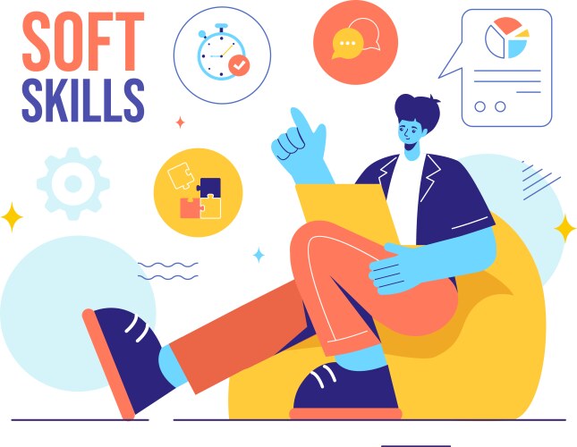Office workers demonstrating soft skills Vector Image