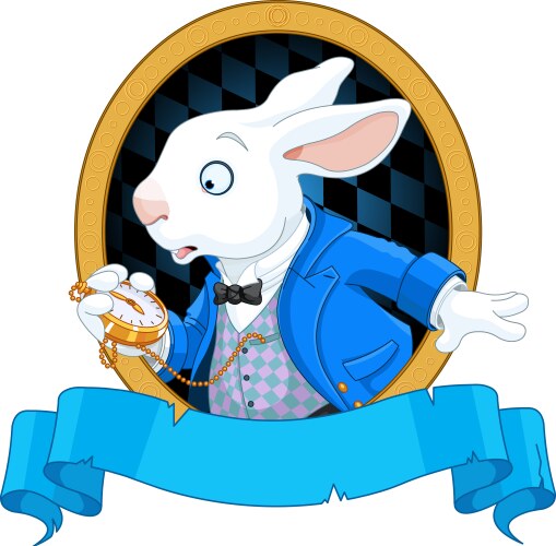 White rabbit with pocket watch Royalty Free Vector Image