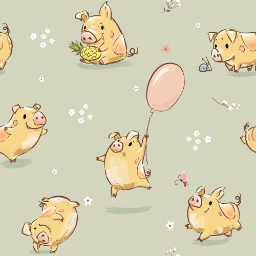 Seamless pattern with funny cow Royalty Free Vector Image