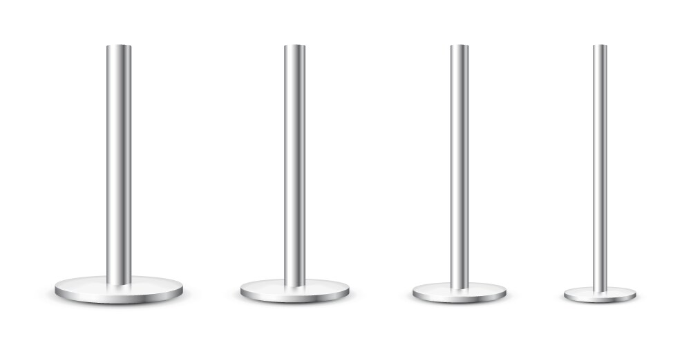 Metal steel poles and pillars realistic set Vector Image