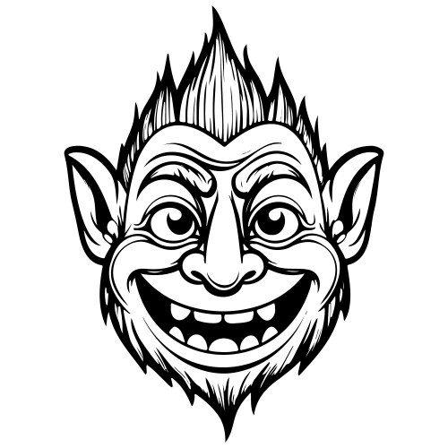 Line troll face drawing realistic outline Vector Image