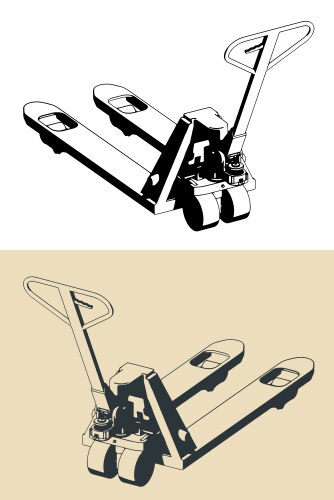 Man with hand pallet jack Royalty Free Vector Image
