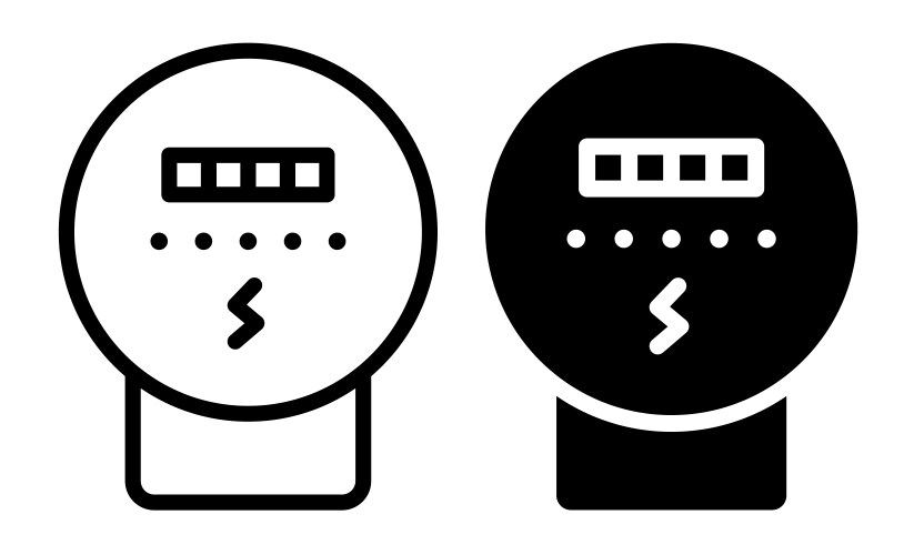Electric meter icon set utility energy counter Vector Image