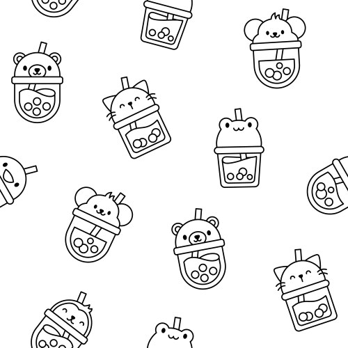 Matcha bubble tea coloring page Royalty Free Vector Image