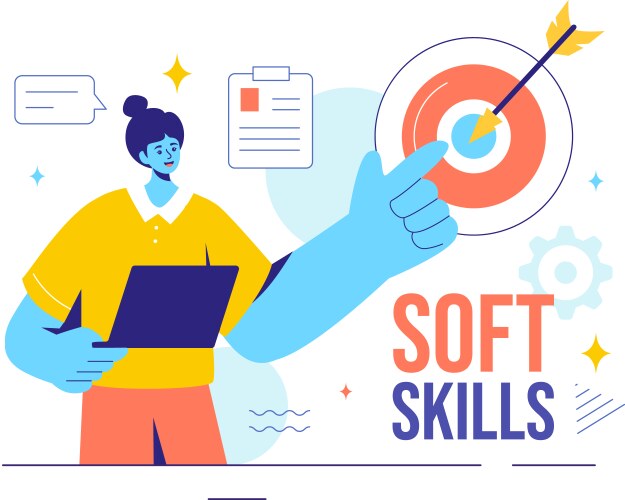 Office workers demonstrating soft skills Vector Image