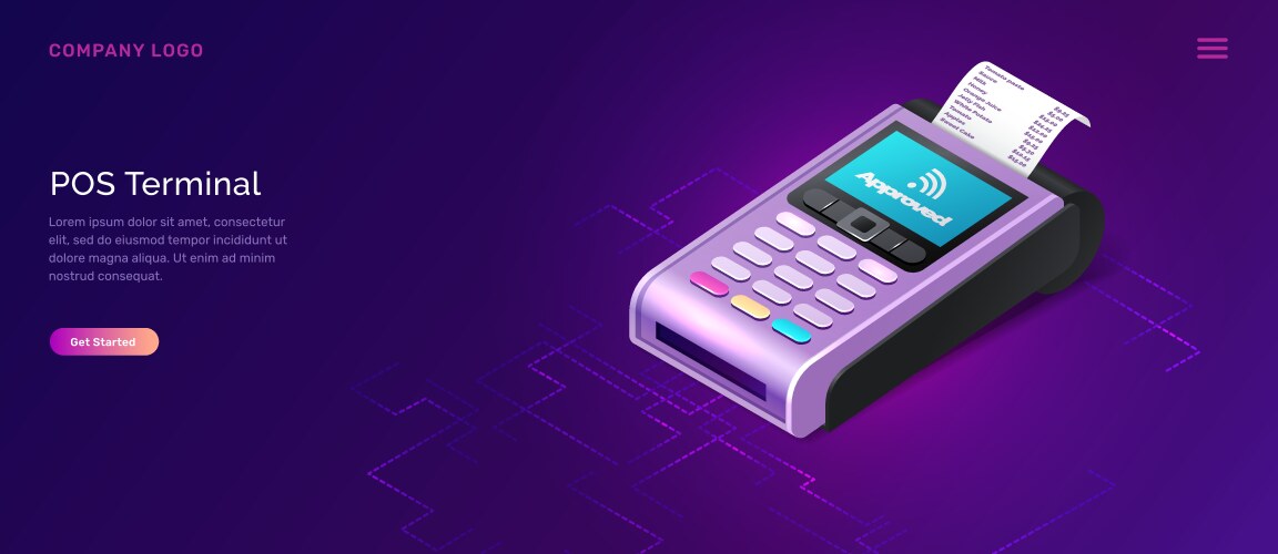 Pos payment terminal approved Royalty Free Vector Image