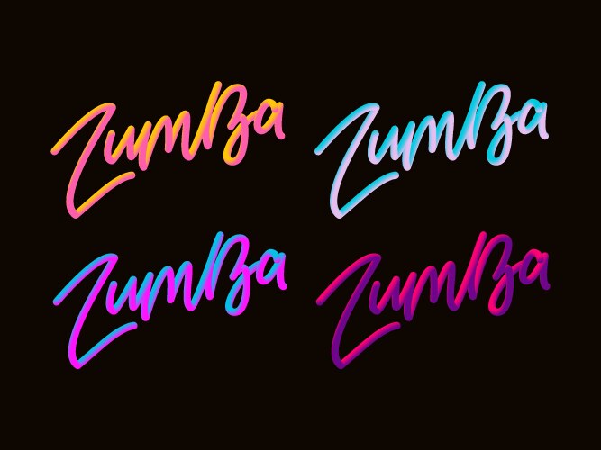 Zumba dance studio text calligraphy word banner Vector Image