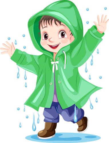 Cartoon little boy wearing raincoats and boots Vector Image