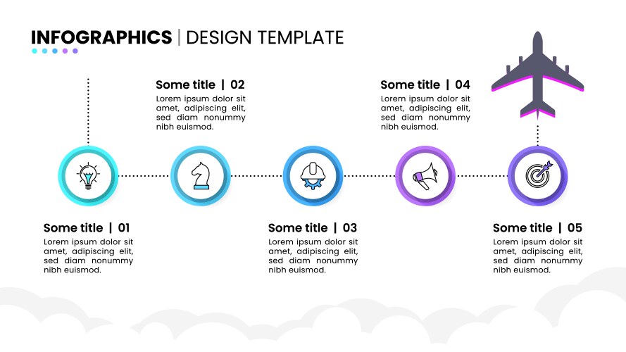 Infographic template paper plane with line and 5 Vector Image