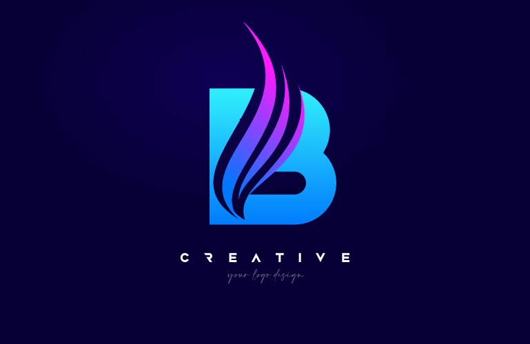 Curved creative letter b logo design with swoosh Vector Image