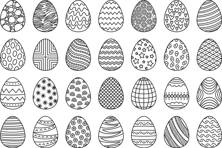 Happy easter day decorated eggs with pattern line Vector Image
