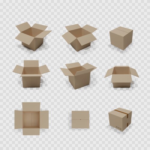 Carton boxes open and closed cardboard objects Vector Image