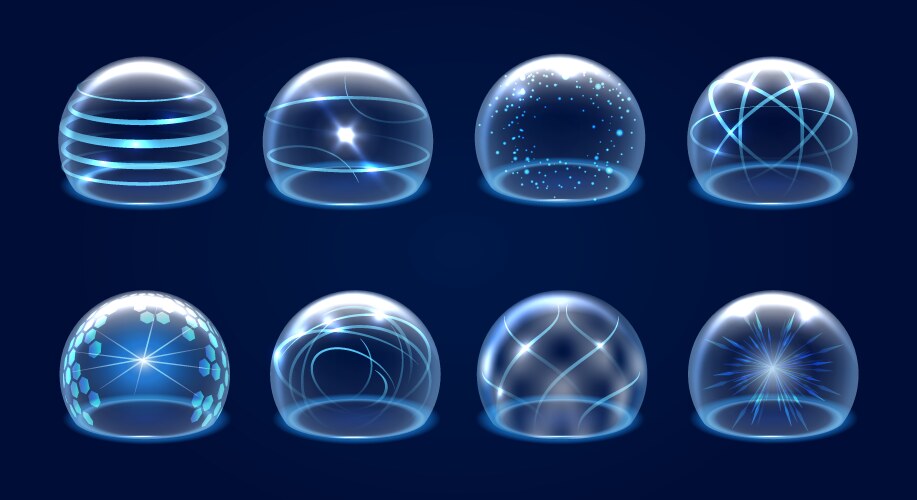 Set of dotted spheres with dissolve effect Vector Image