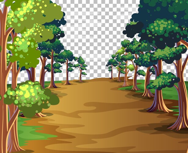 Wild animals in forest landscape background Vector Image