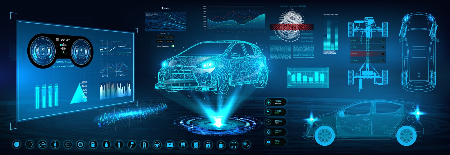 Speed hud kilometer performance indicators Vector Image