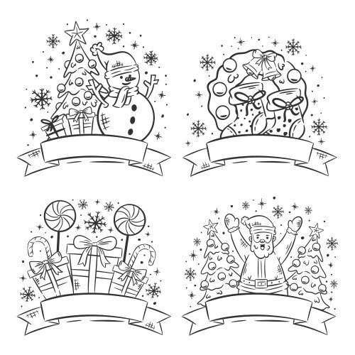 Hand drawn christmas ornament collection coloring Vector Image