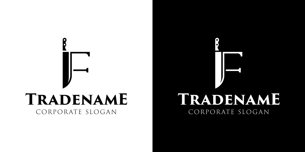 Letter k knife logo for culinary brands Royalty Free Vector