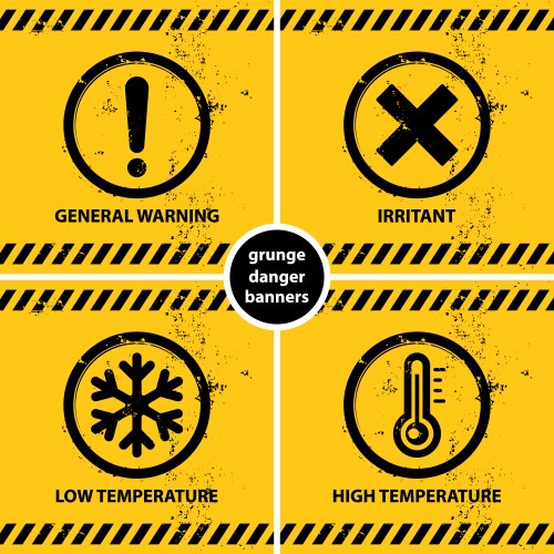 Set of yellow warning signs Royalty Free Vector Image
