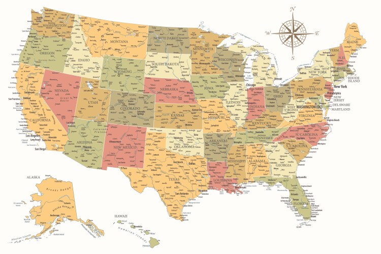 United states - highly detailed map Royalty Free Vector