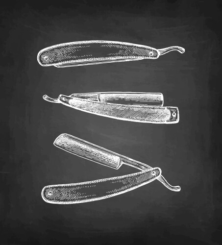 Folding straight razor ink sketch Royalty Free Vector Image