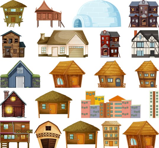 Different kinds of shelters Royalty Free Vector Image