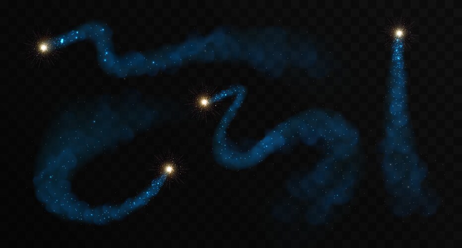 Set of magic golden glowing shiny trails Vector Image