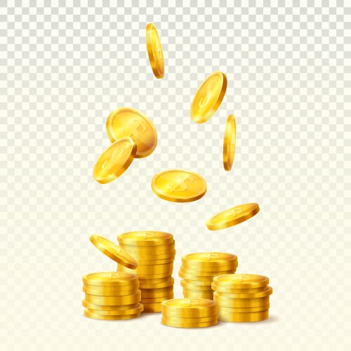 Stack of gold coins golden coin pile money Vector Image