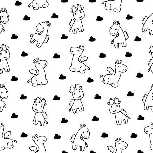 Cute kawaii happy giraffe seamless pattern Vector Image