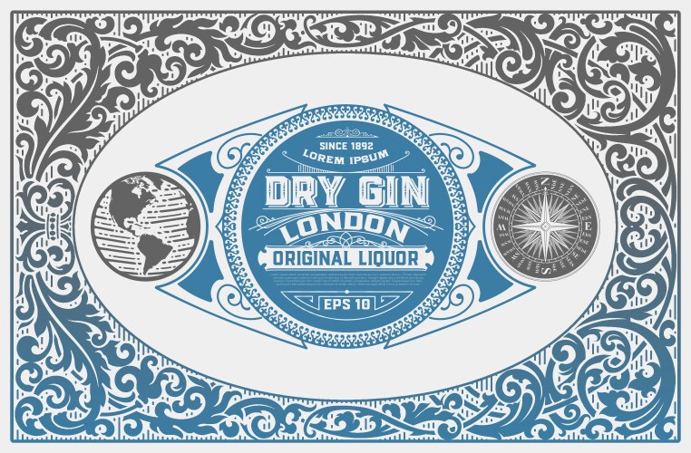 Old label with floral frame Royalty Free Vector Image