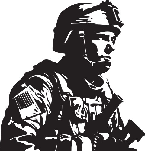 Shadow marksman iconic design of a military Vector Image