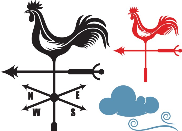 Rooster weather vane Royalty Free Vector Image