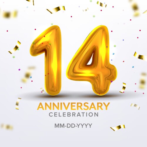 Anniversary 14 gold 3d numbers Royalty Free Vector Image