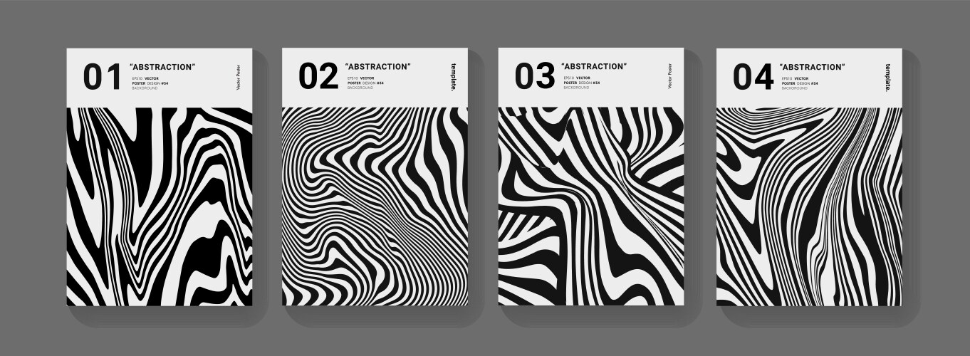 Set posters with optical illusion waves Royalty Free Vector