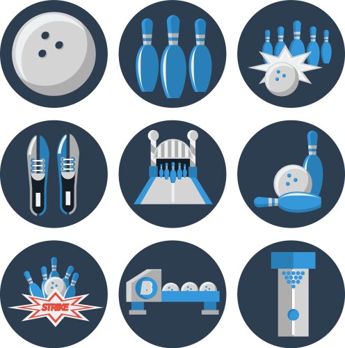Bowling icon set Royalty Free Vector Image - VectorStock