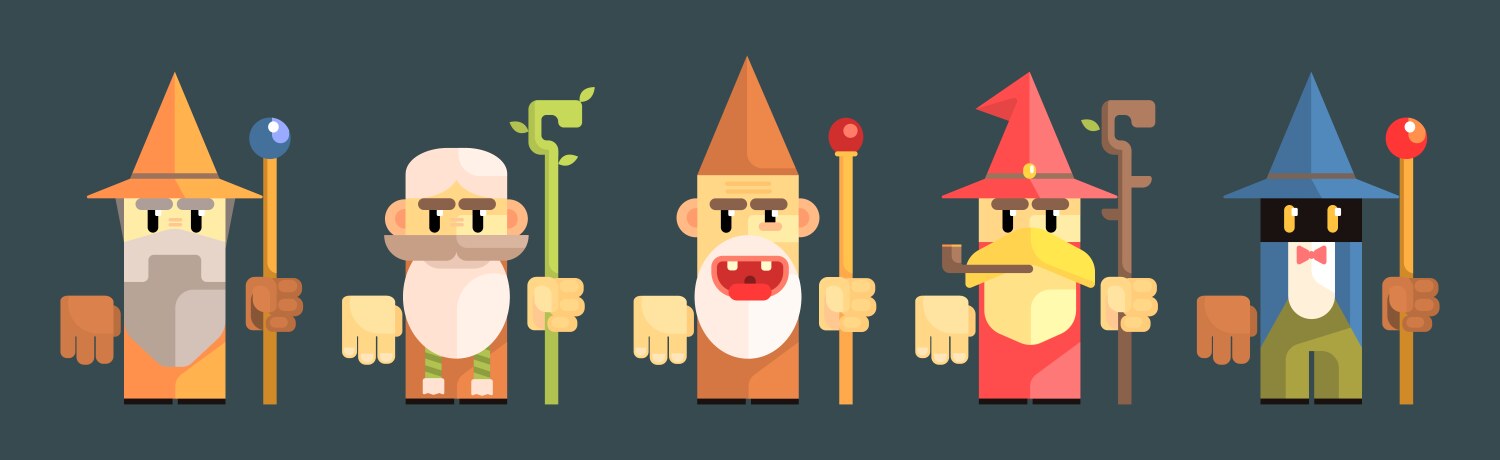 Funny wizard and magical old warlock character Vector Image