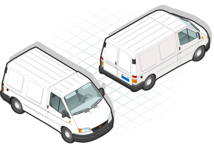 Hi-detailed cargo delivery van isometric view Vector Image