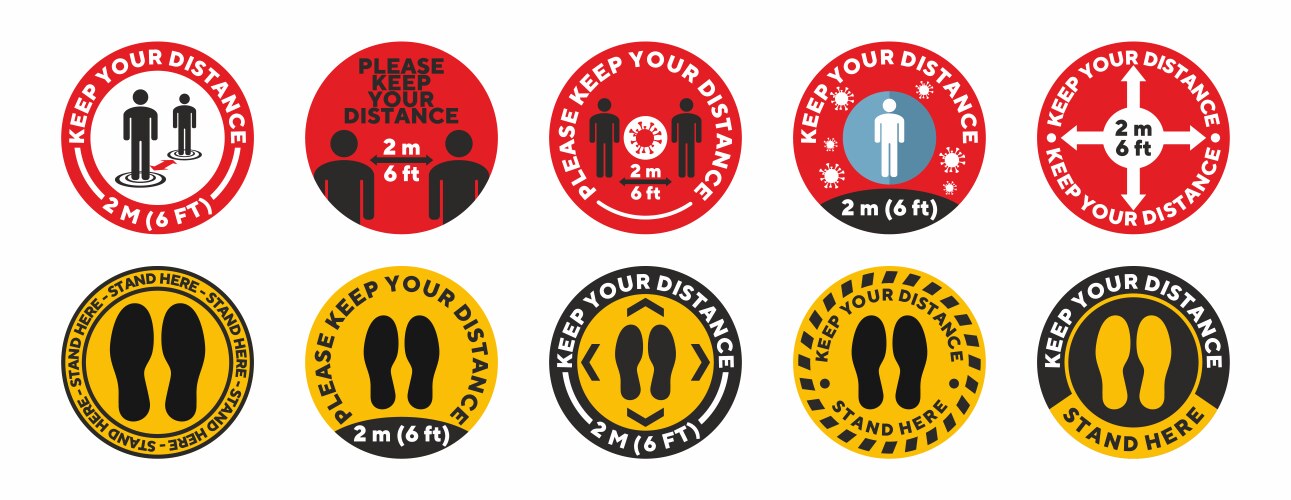 Keep your distance font design with kids showing Vector Image