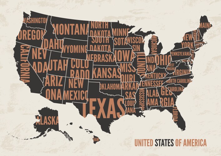 Poster map of united states america with state Vector Image