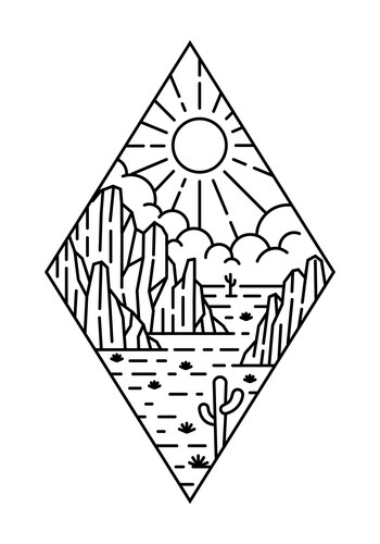 Beautiful nature line art Royalty Free Vector Image