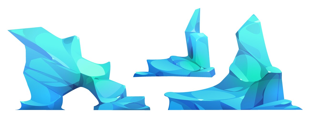 Realistic glaciers iceberg piece ice floes Vector Image