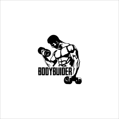 Body builder fitness logo icon design handmade Vector Image