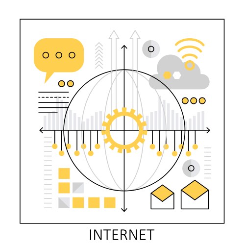 Internet concept globe application icons Vector Image