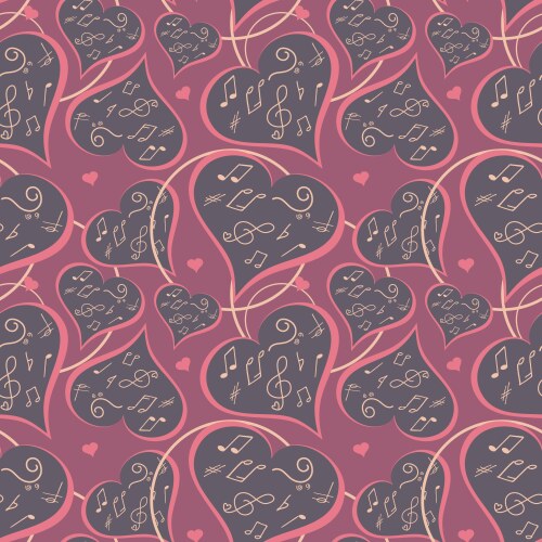 Seamless pattern with hearts on black background Vector Image