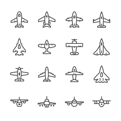 Fighter plane emblems and icons set Royalty Free Vector