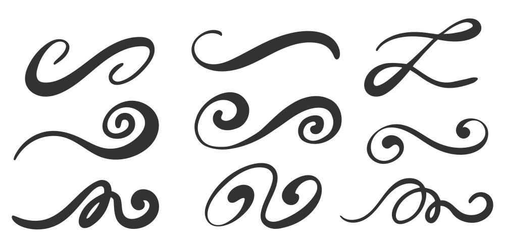 Curly swishes swashes swoops calligraphy swirl Vector Image