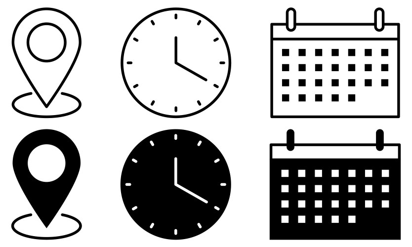 Date and Time Location Icon Vector Images (over 1,500)