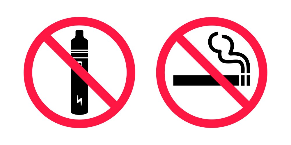 No smoking vaping signs set forbidden sign Vector Image