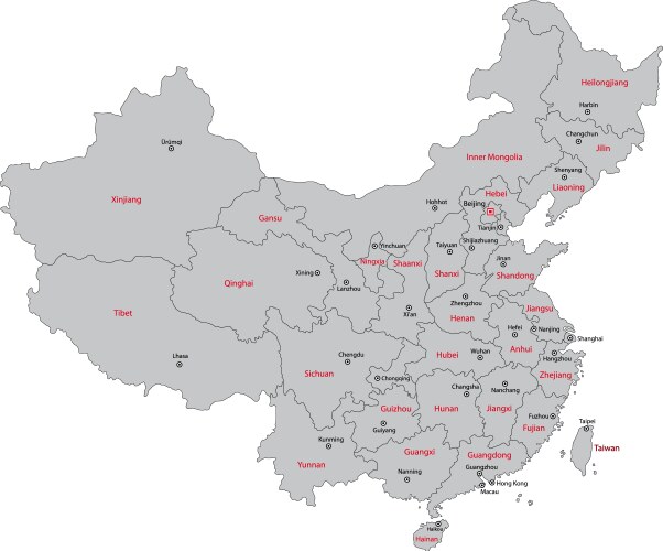 Colorful china political map with selectable Vector Image