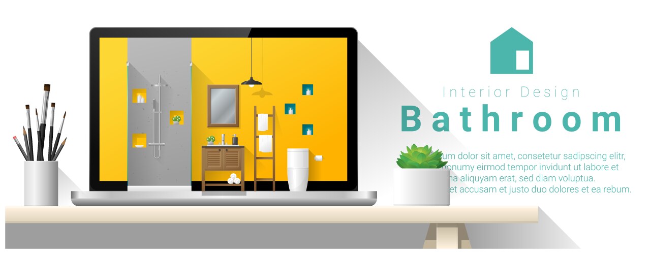 Interior design modern bathroom background 2 Vector Image